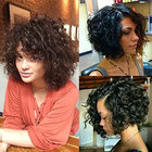 Brazilian Short Bouncy Curly Human Hair Full Lace Wigs with Baby Hair for Black Women Natural Color