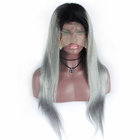 Human Hair Straight Ombre Color Wig 1B/Grey Full Lace Wig w 100% Brazilian Remy Hair Wig