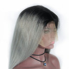 Human Hair Straight Ombre Color Wig 1B/Grey Full Lace Wig w 100% Brazilian Remy Hair Wig